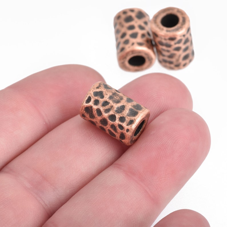 5 Copper Barrel Hammered Metal Beads Spacer Beads 15mm X 10mm | Etsy
