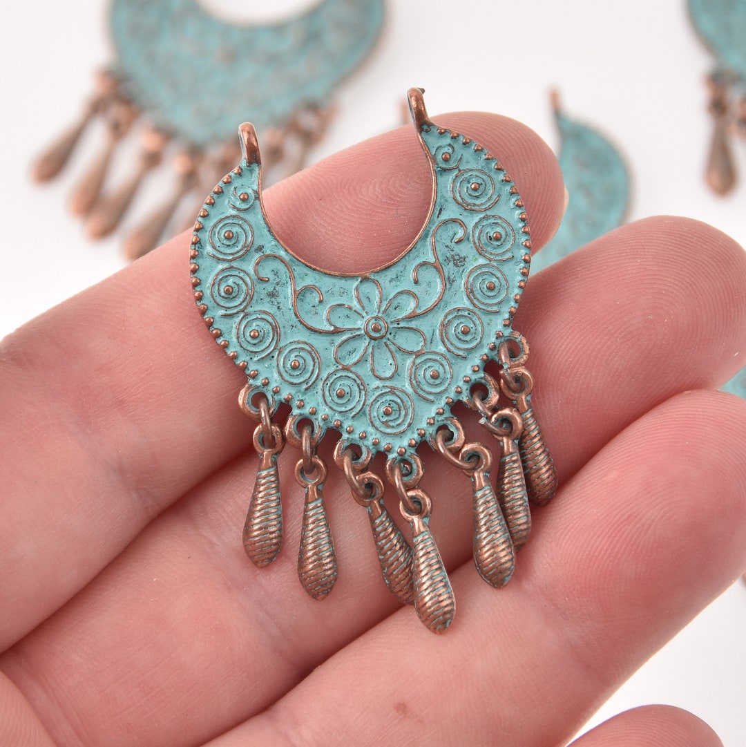 2 Copper Patina Connector Charms, Blue Verdigris, Chs8087 - Etsy