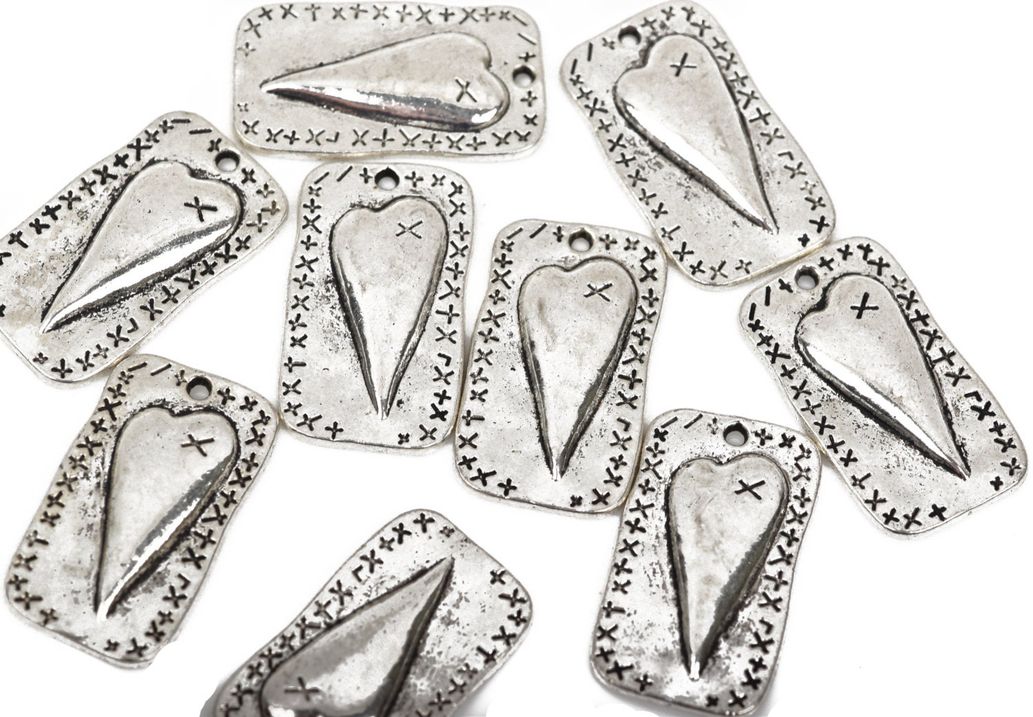 10 MENDED HEART Charm Pendants, Silver Metal, Broken Heart Charms ...