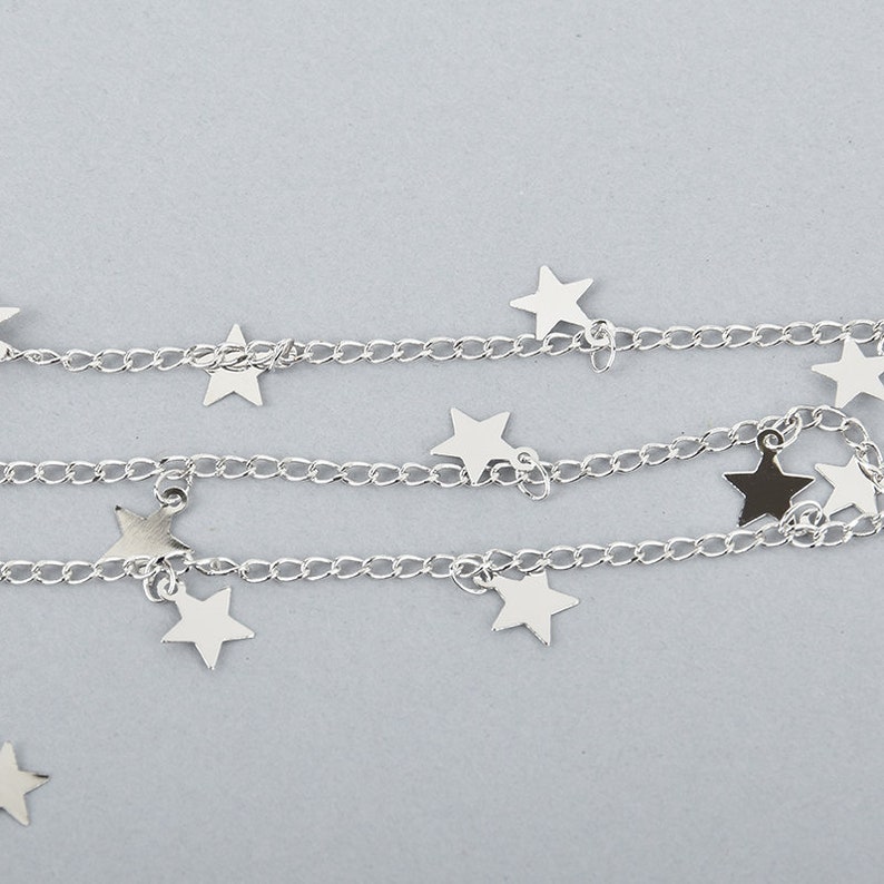 1 Yard Silver STAR Chain Metal Sequin Chain Brass Chain 8mm - Etsy