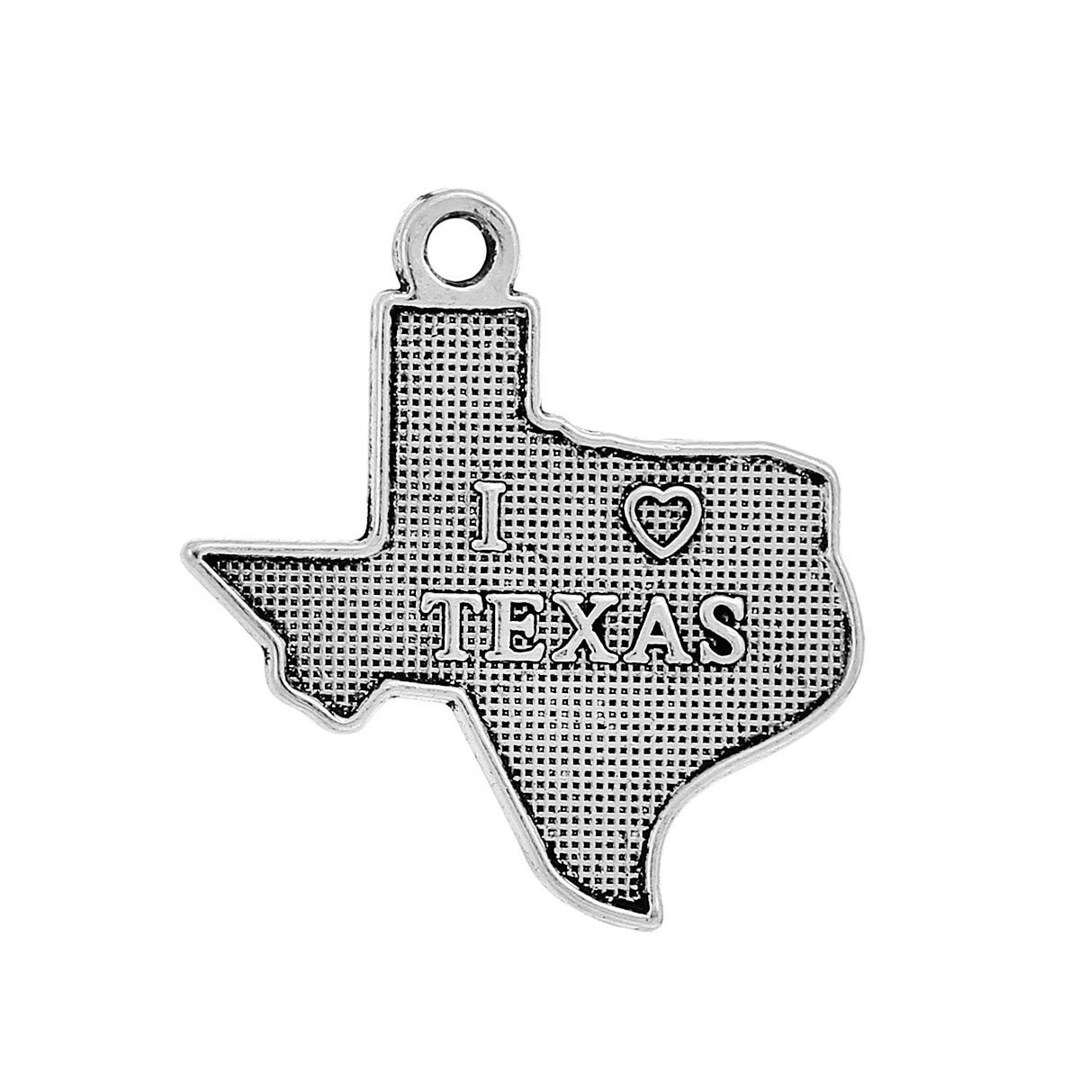 10 I LOVE TEXAS Charms, Texas State Cutout Charm Pendants, Map Charms ...