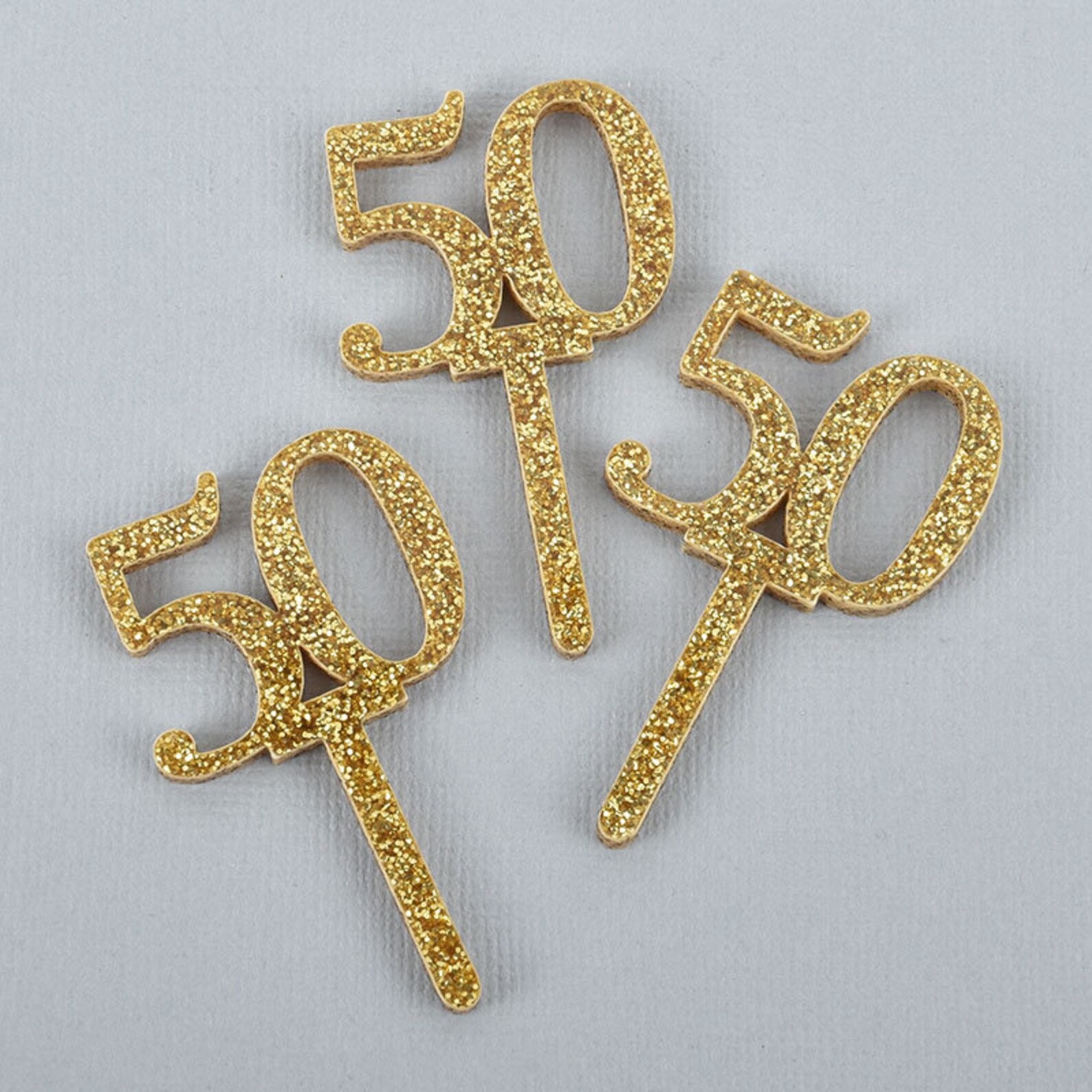 6 Cupcake Toppers Number 50 Birthday GOLD Glitter Acrylic - Etsy