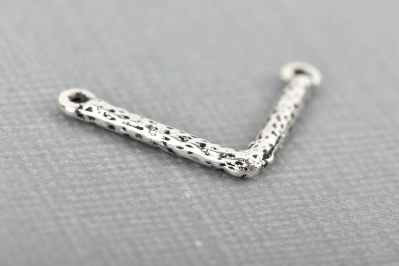 10 Chevron Metal Bar Connectors, Antique Silver Metal, 25mm Across ...