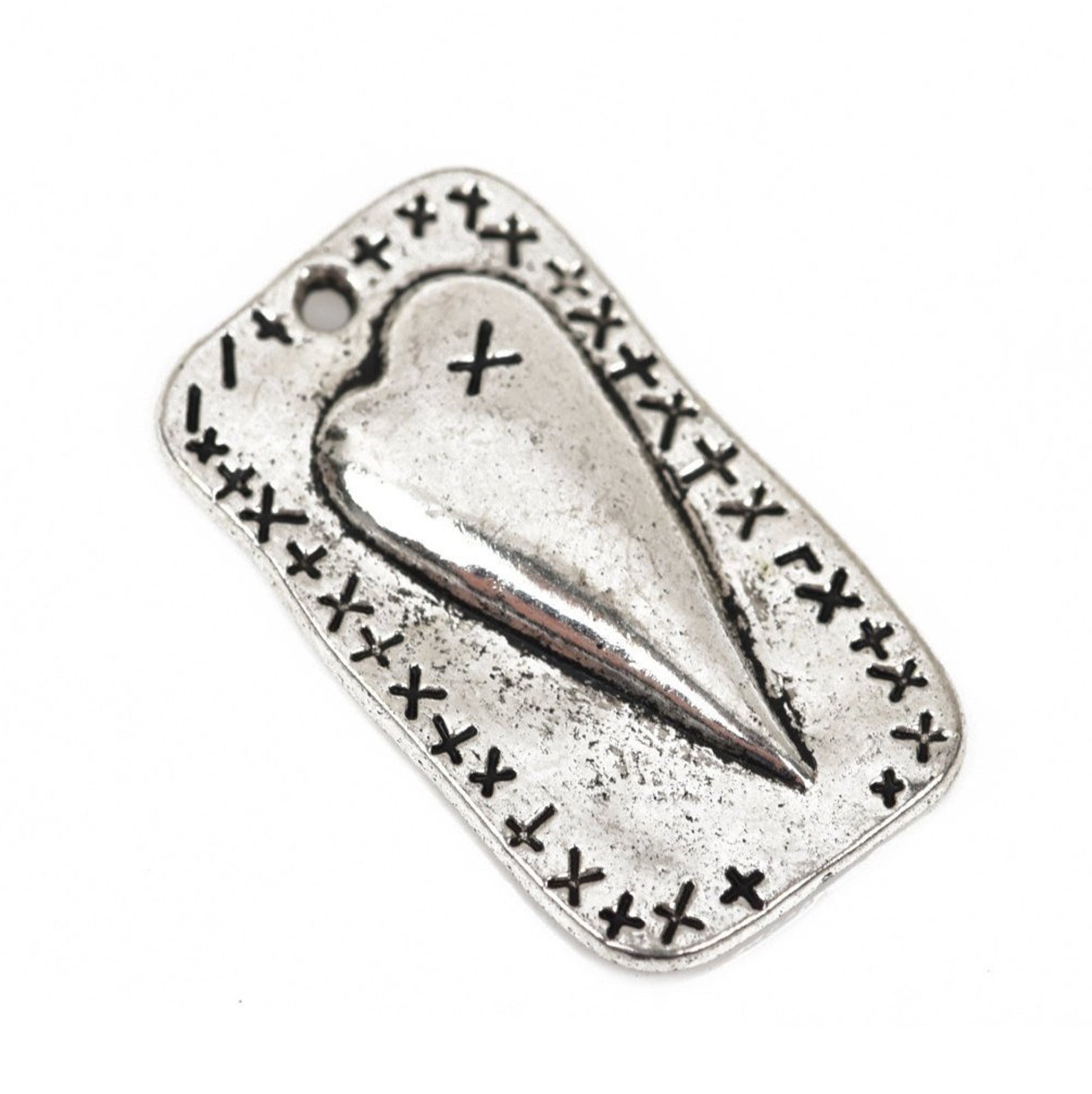 10 MENDED HEART Charm Pendants, Silver Metal, Broken Heart Charms ...