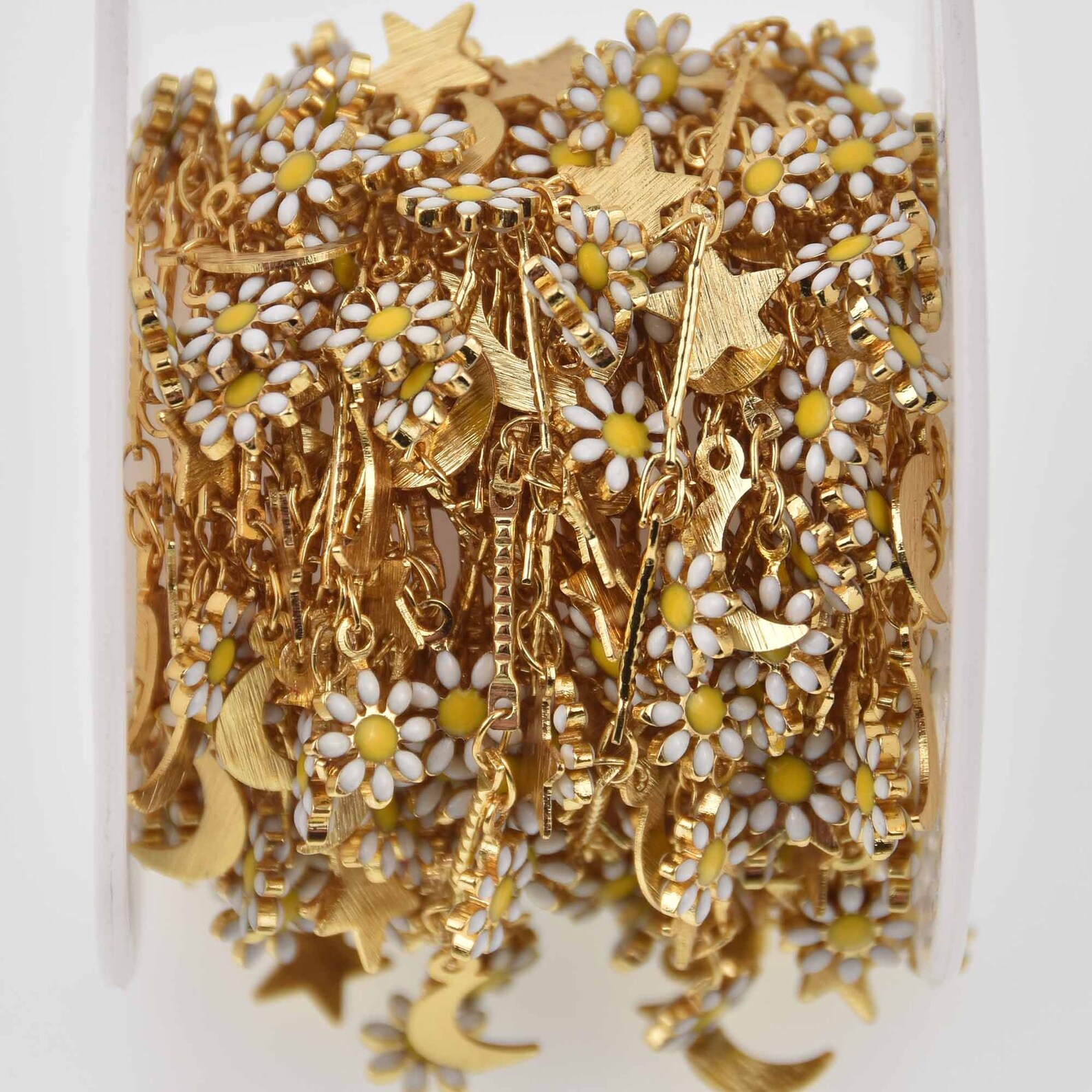 Gold Daisy Chain, White Enamel Flowers, Anklet Chain, Bracelet Chain ...