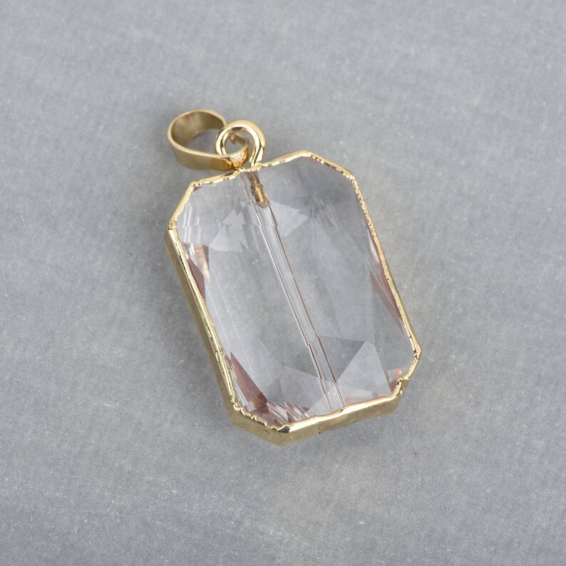 1 Crystal RECTANGLE Drop Pendant Clear Glass CRYSTAL - Etsy