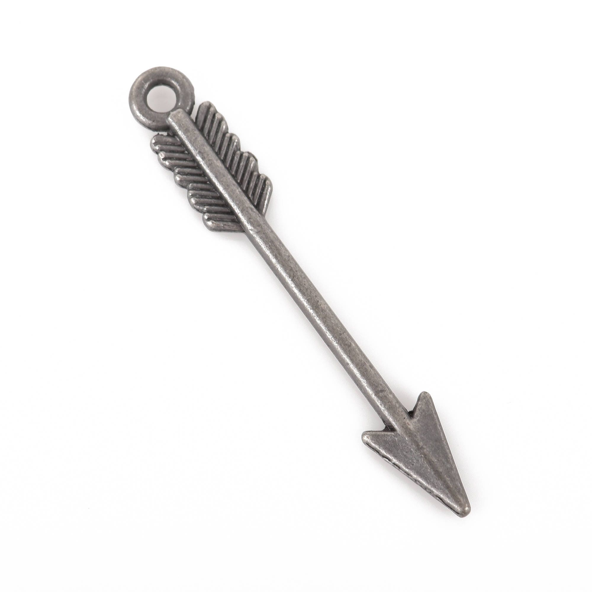 10 Gunmetal ARROW Charms, Small Arrow Pendants, Arrowhead Charms ...