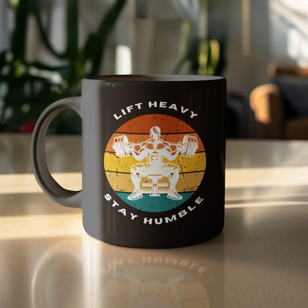 Lift Heavy Stay Humble Mug - Retro Sunset Gym Gift - Etsy