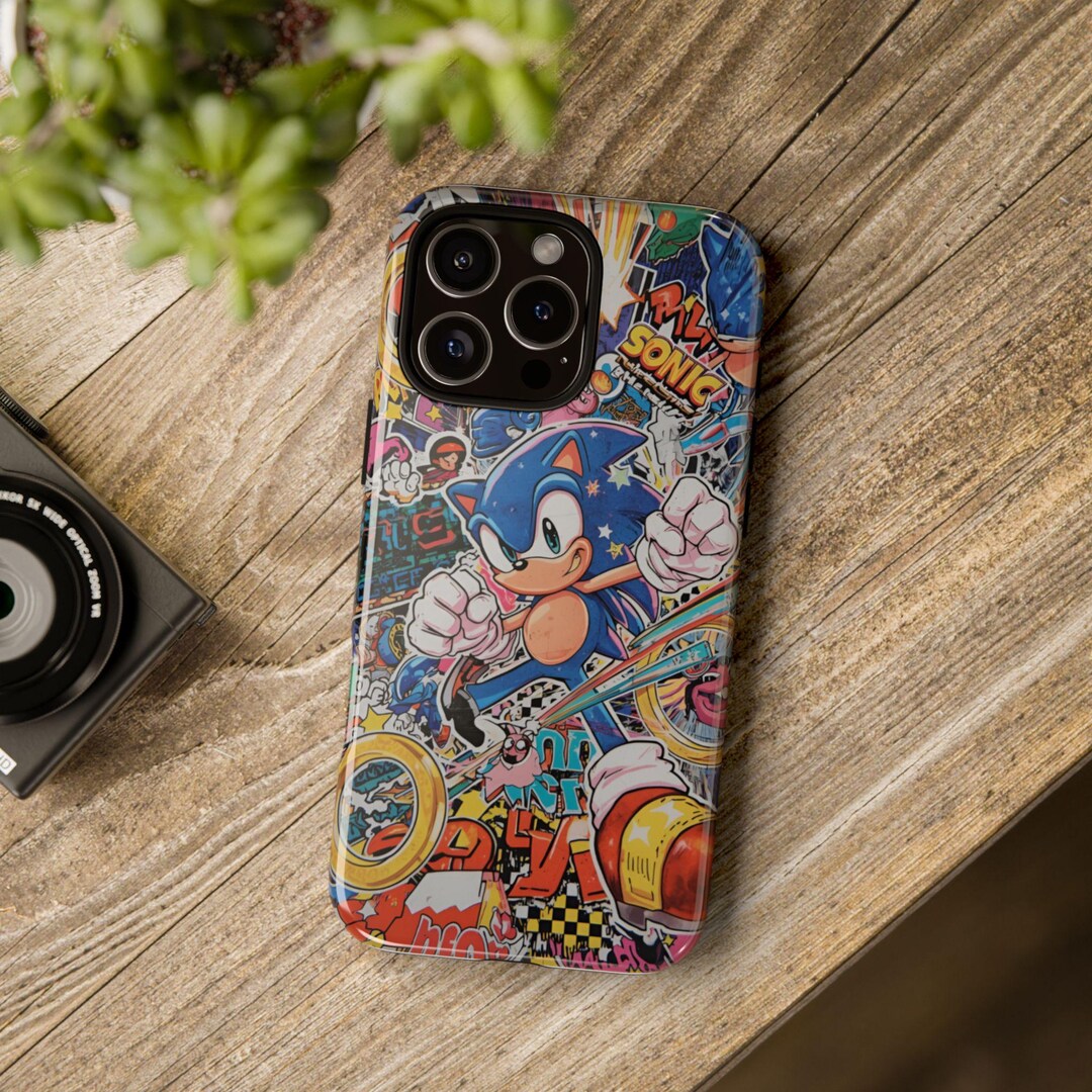 Sonic Phone Case, Retro Hedgehog Collage Tough Cover for iPhone and ...