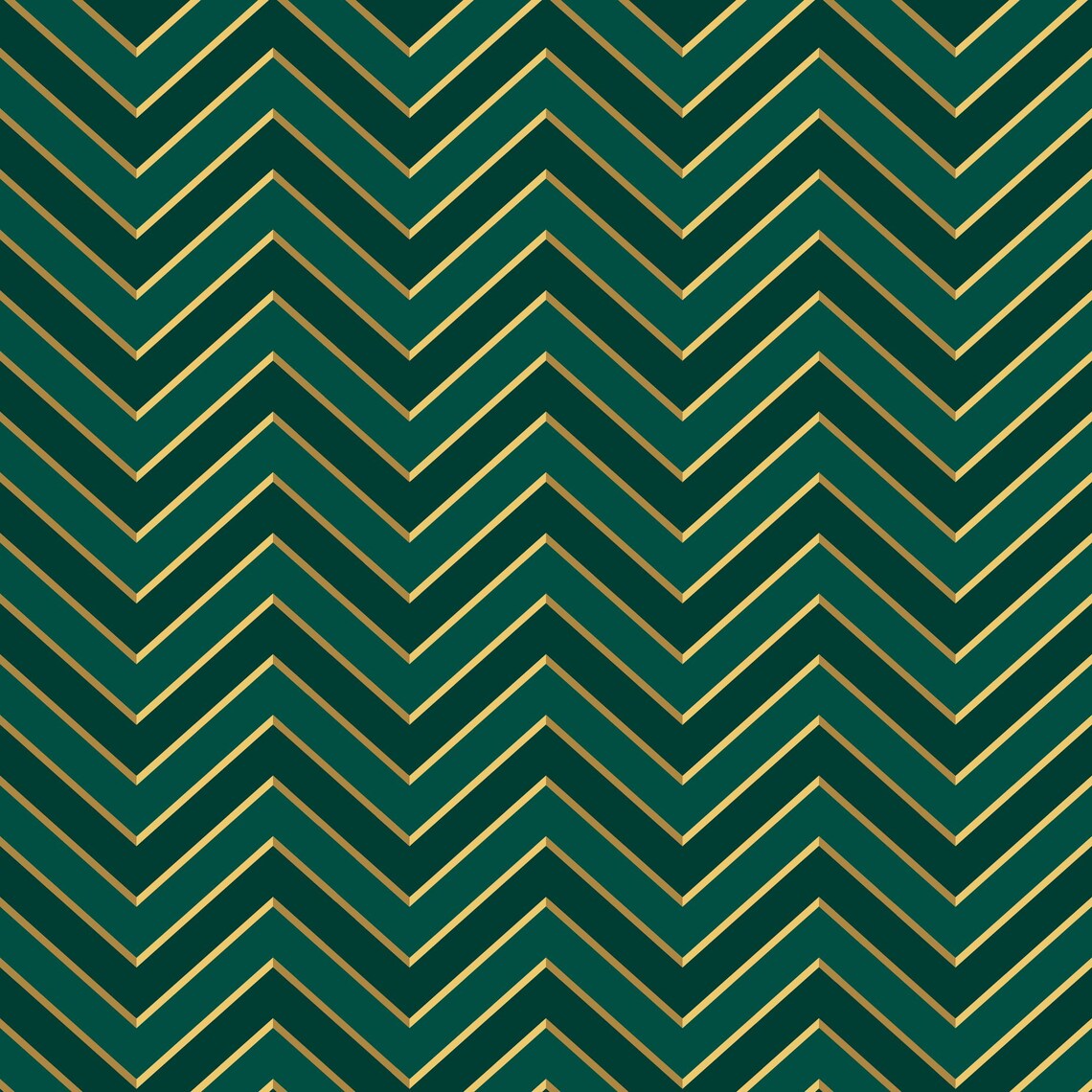 Elegant Art Deco Chevron Seamless Pattern | Green and Gold Digital ...