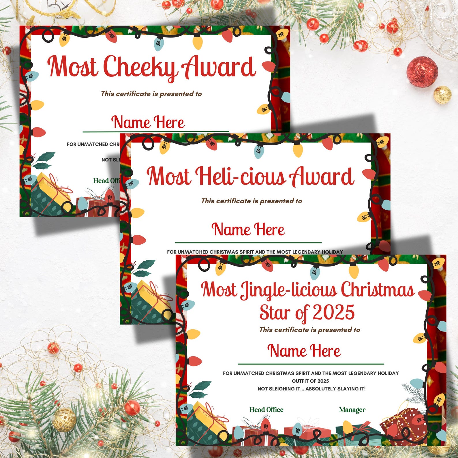 Ugly Sweater Award Certificates & Ballot Cards Hilarious Tacky Outfit ...