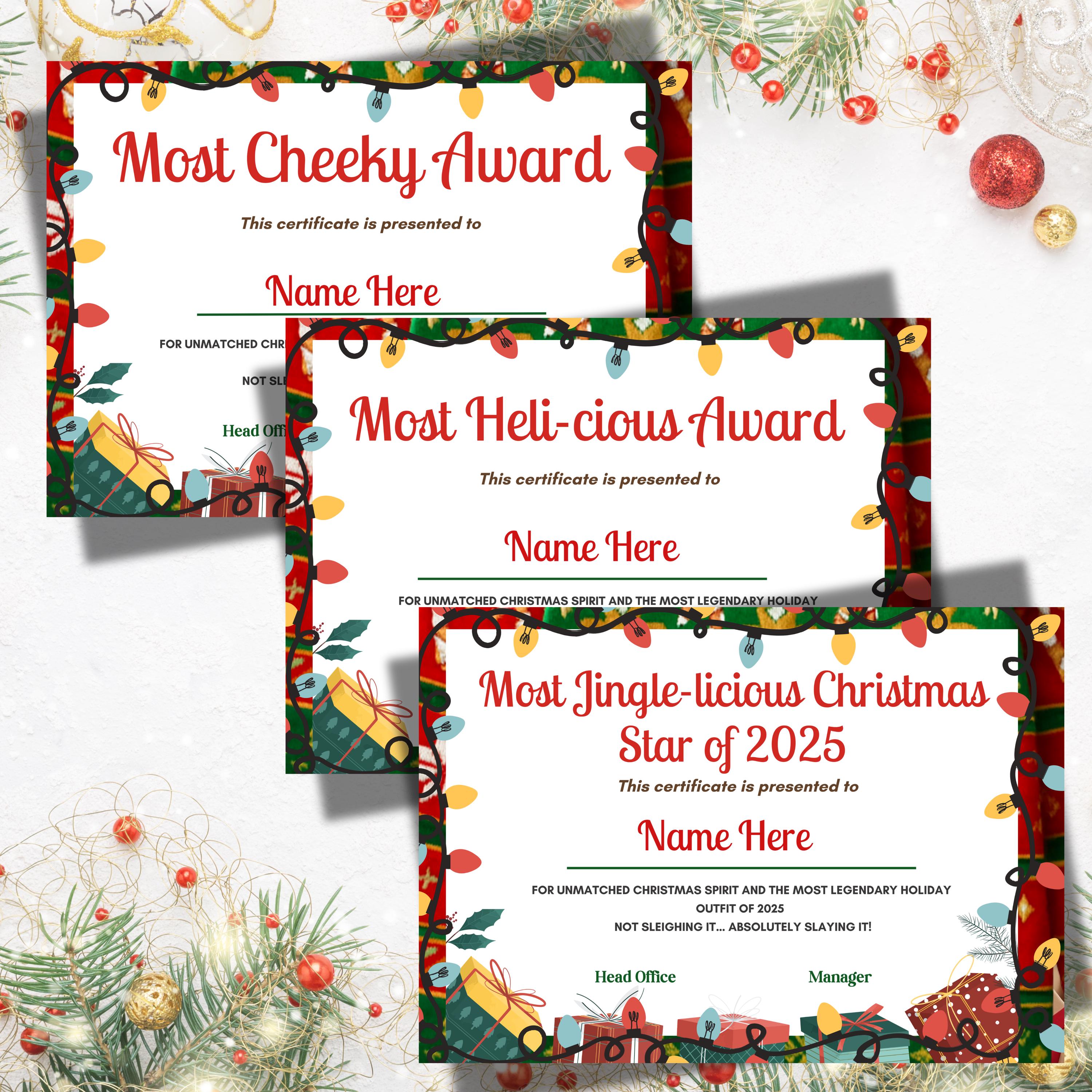 Ugly Sweater Award Certificates & Ballot Cards Hilarious Tacky Outfit ...