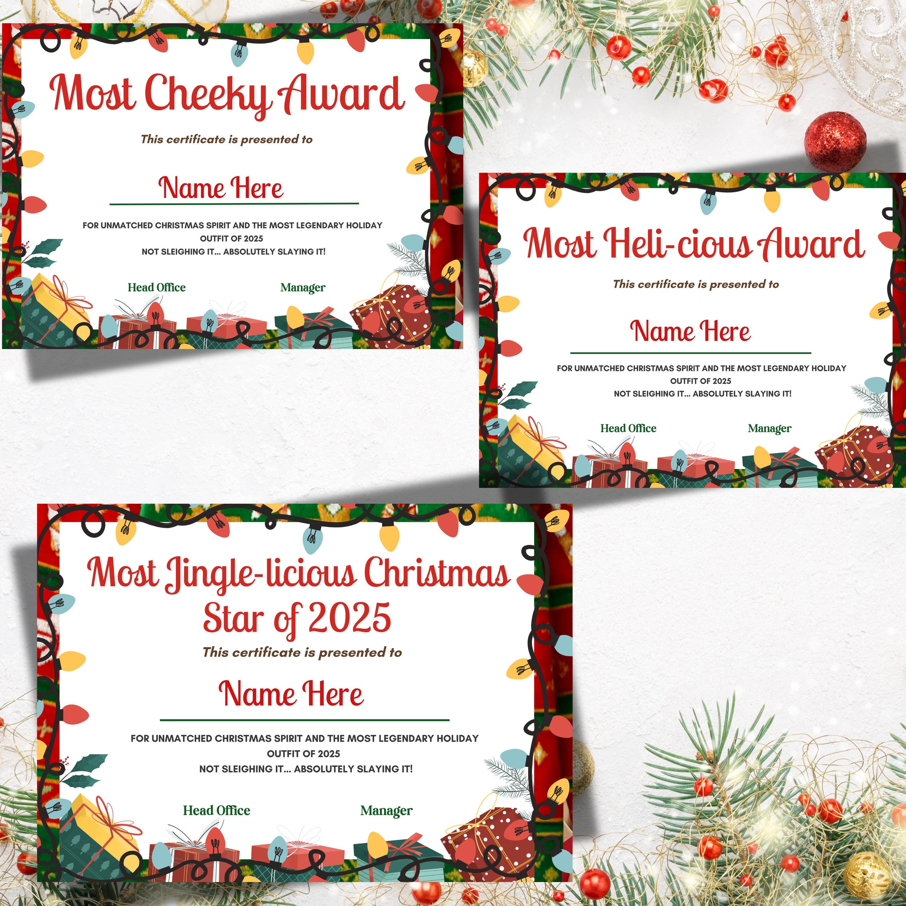 Ugly Sweater Award Certificates & Ballot Cards Hilarious Tacky Outfit ...