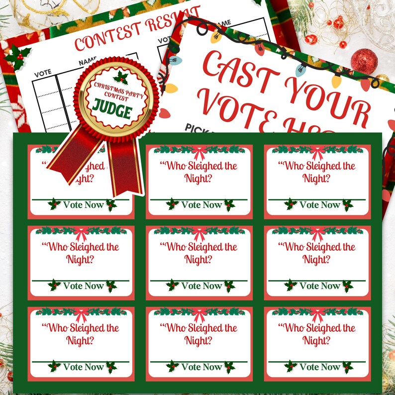 Ugly Sweater Award Certificates & Ballot Cards Hilarious Tacky Outfit ...