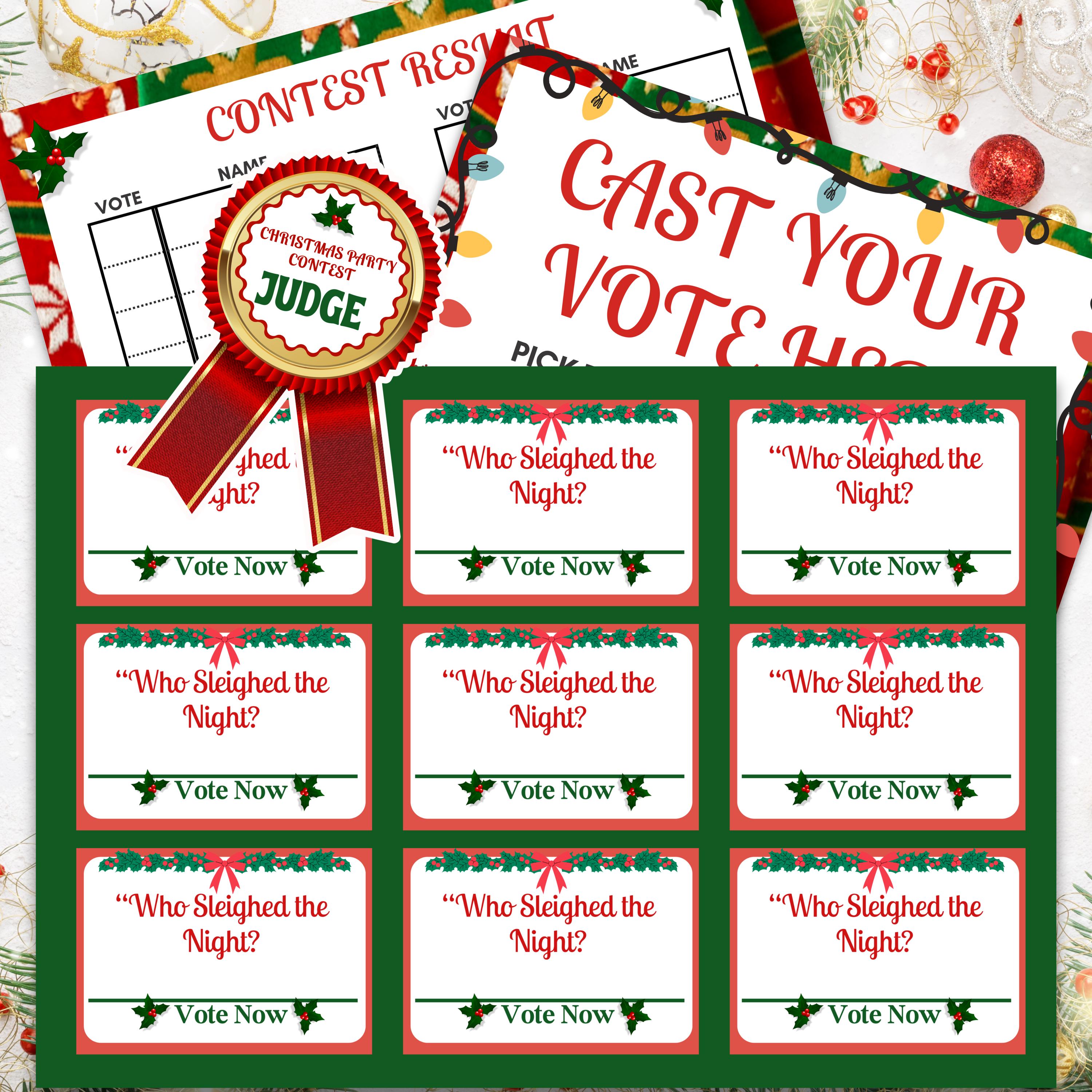 Ugly Sweater Award Certificates & Ballot Cards Hilarious Tacky Outfit ...