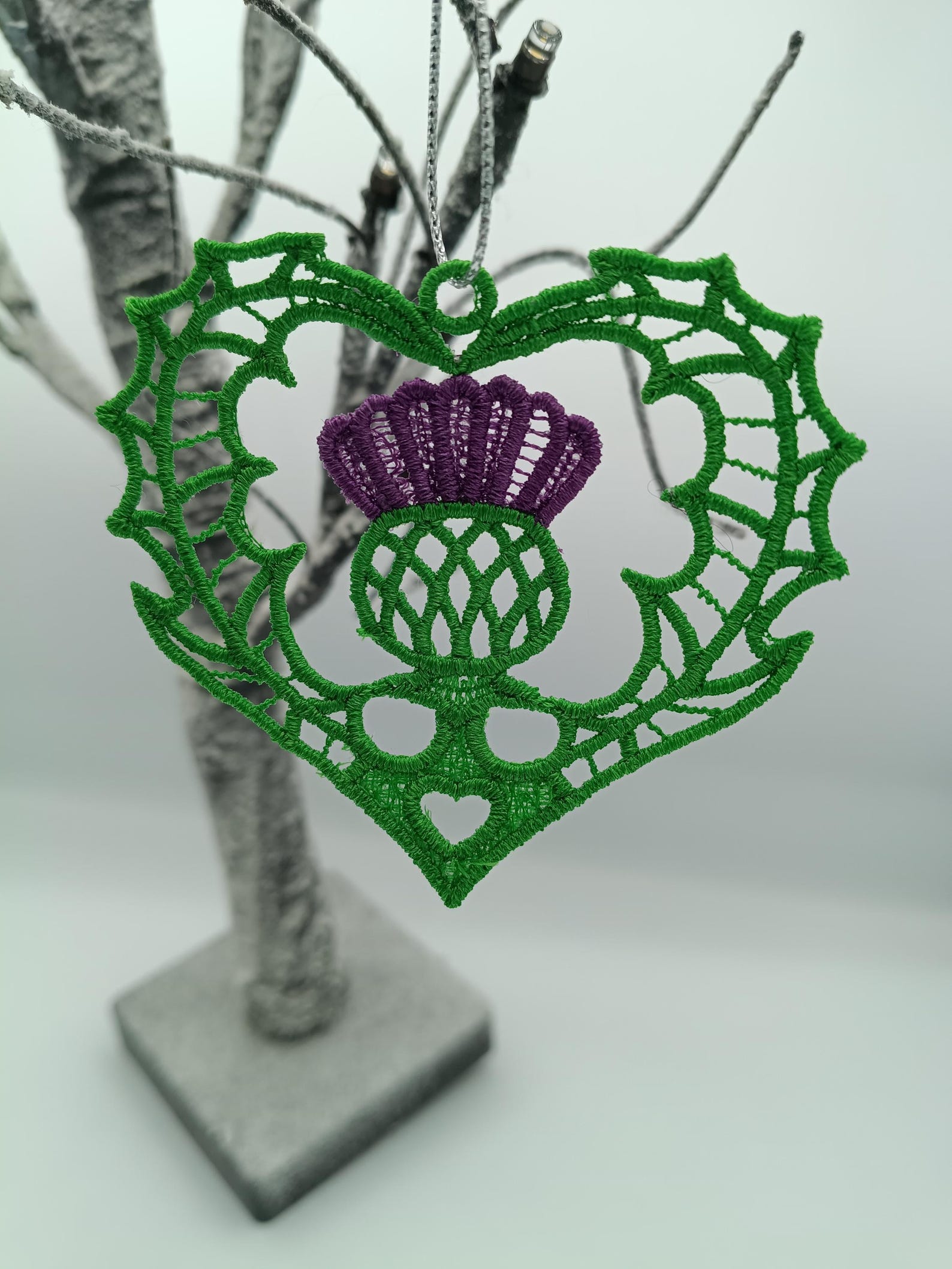 Scottish Thistle Embroidery Lace Ornament – Celtic Christmas Decor ...