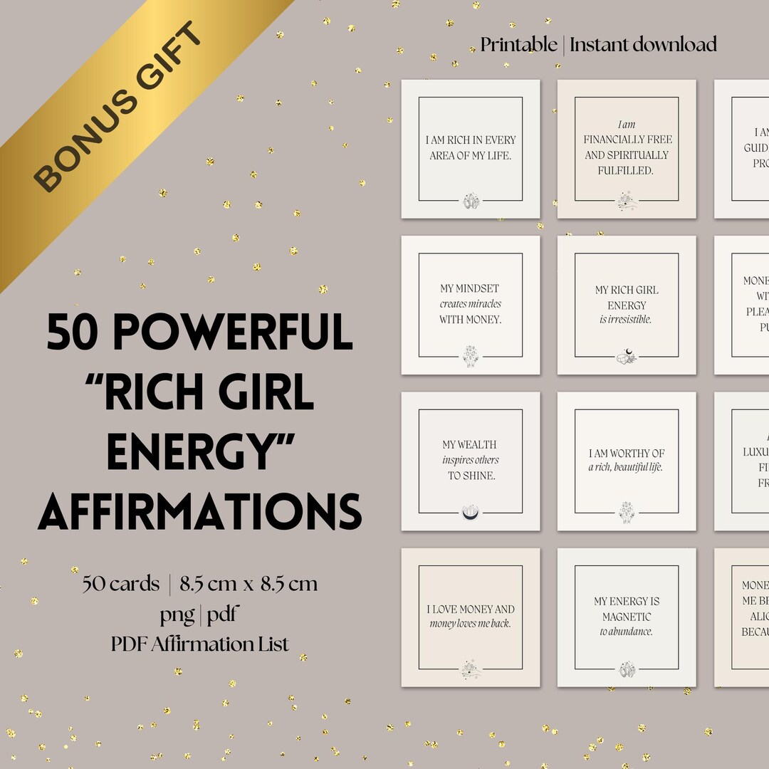 50 Powerful Money Affirmation Cards Printable | Rich Girl Energy ...