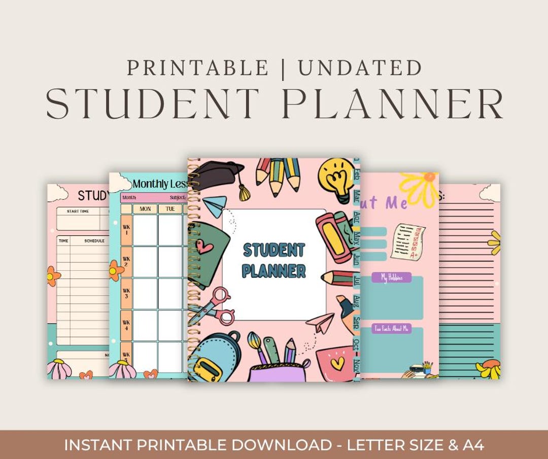 Editable Student Planner Canva Template | Goal Habit Tracker (digital ...