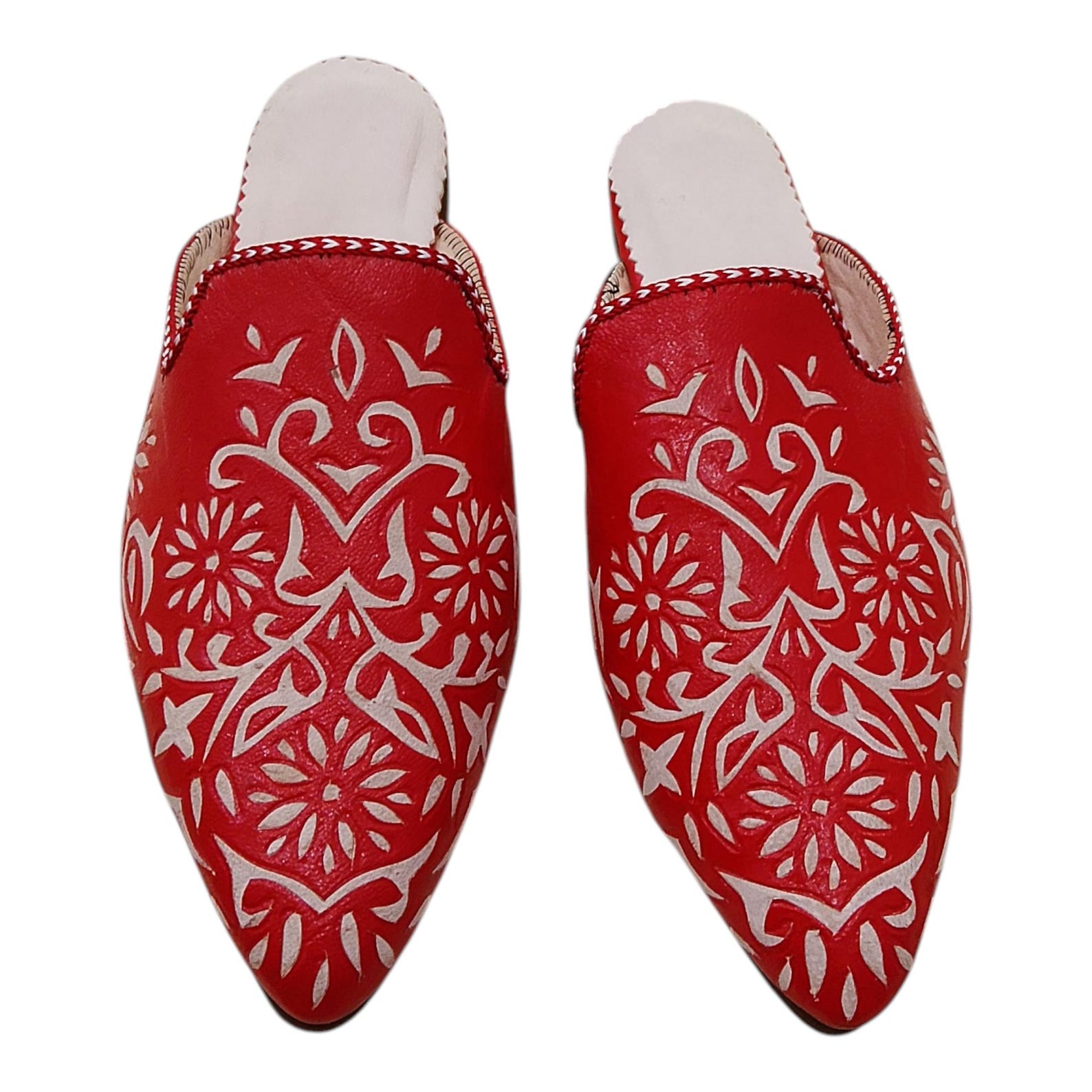 Blue Moroccan Leather Babouche Handmade Traditional Slippers - Etsy