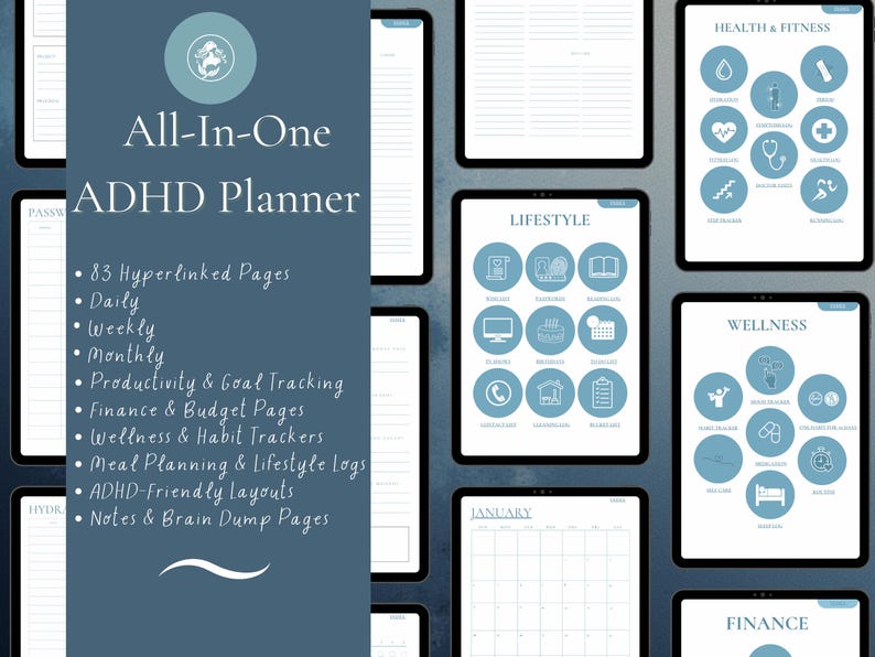 ADHD Digital Planner 2026 | Minimal Hyperlinked PDF for Goodnotes, iPad ...