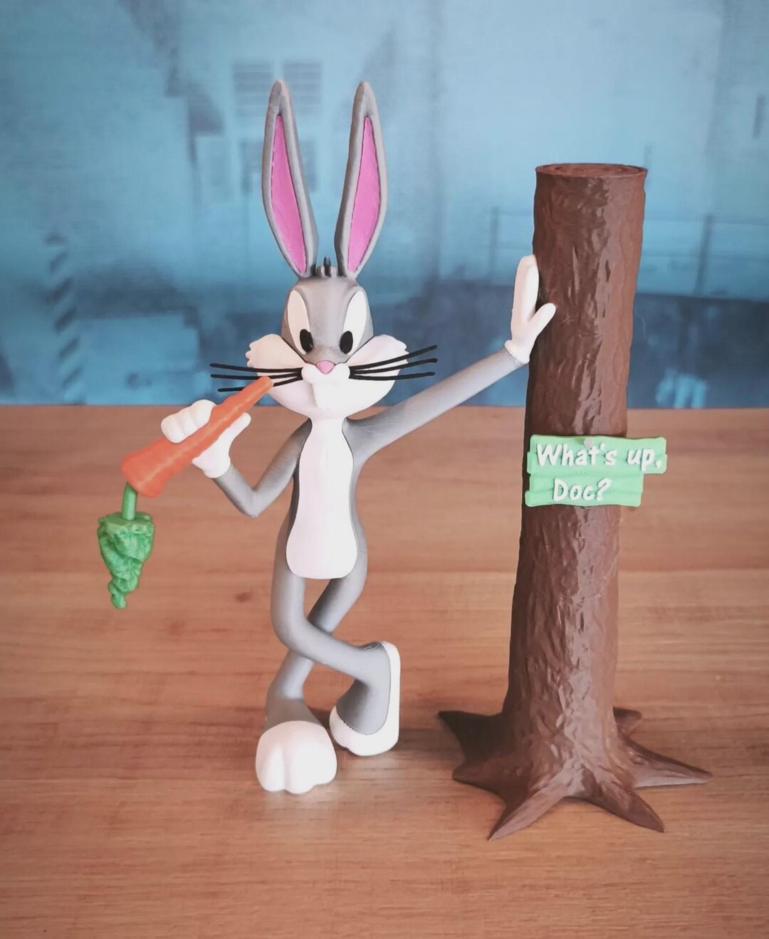 Bugs Figurine Leaning Against Tree-3d Printed Figure – Cartoon Inspired ...