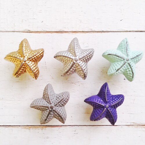 Nautical Pulls Beach Cabinet Knob Starfish Knobs Coastal - Etsy