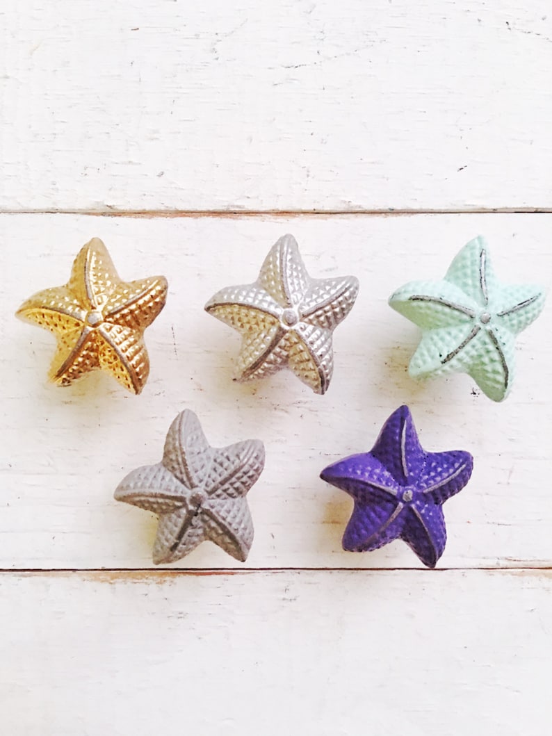 Nautical Pulls Beach Cabinet Knob Starfish Knobs Coastal - Etsy