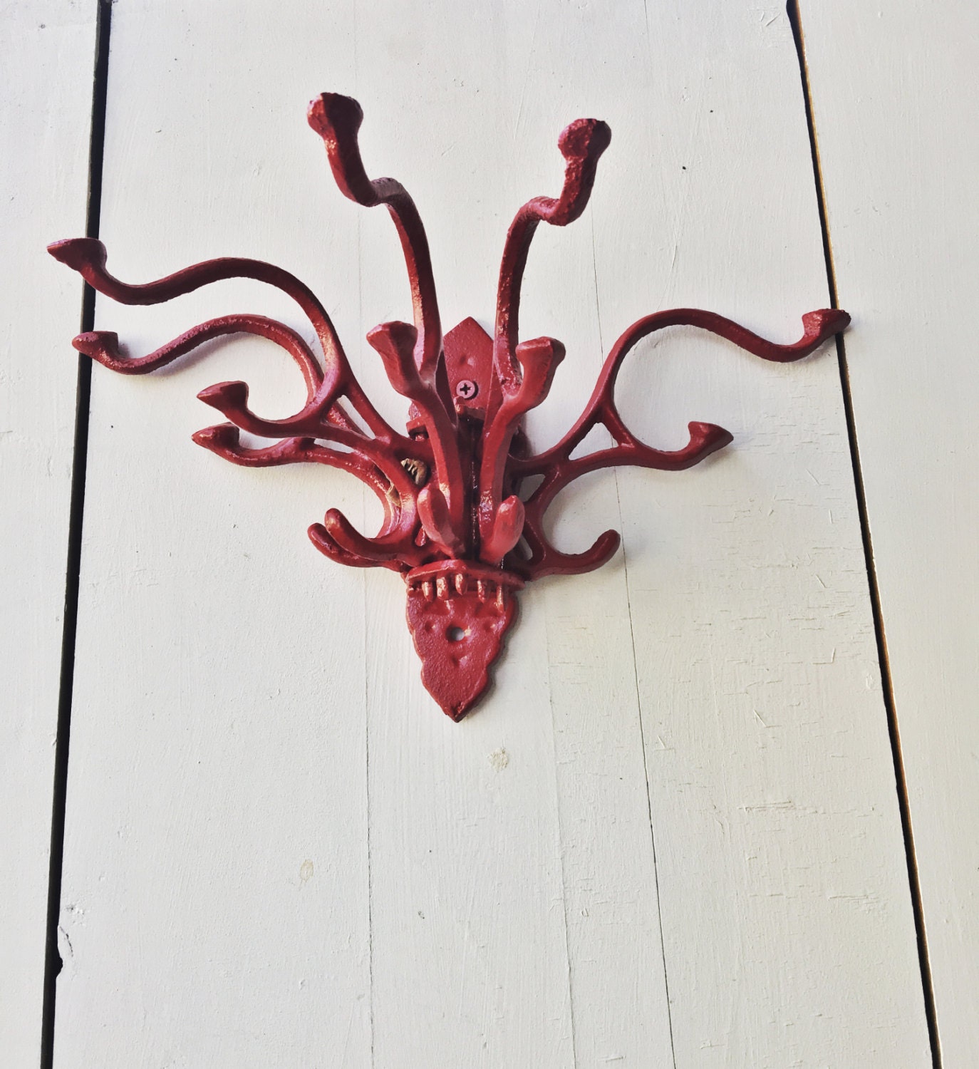 Country Red 5 Hook Wall Mount Spring Home Decor French | Etsy