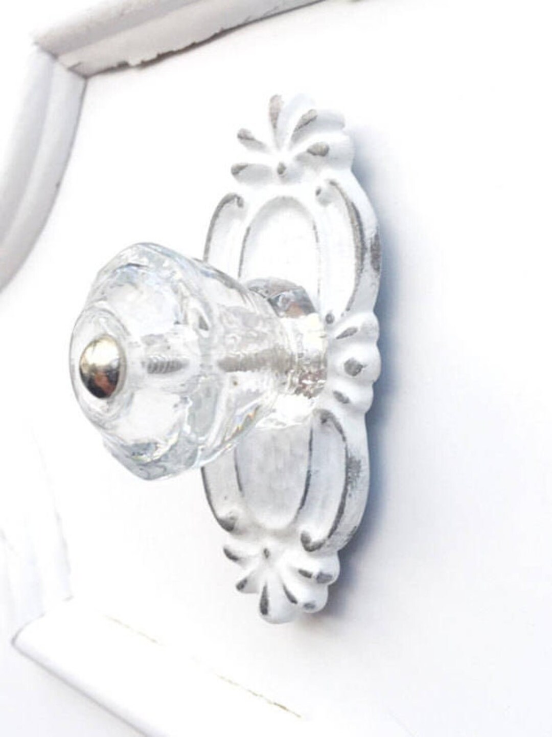 Backplate Glass Knob Cabinet Door Pulls-distressed-drawer Handle-spring ...