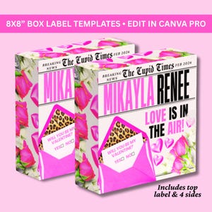 8x8 Valentine's Gift Box Editable Template - Etsy