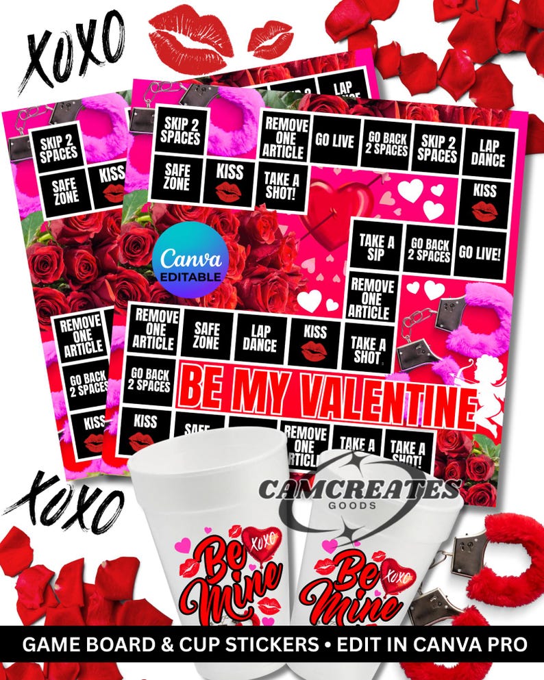 Valentine’s Drinking Game Printable + Be Mine Cup Sticker - Etsy