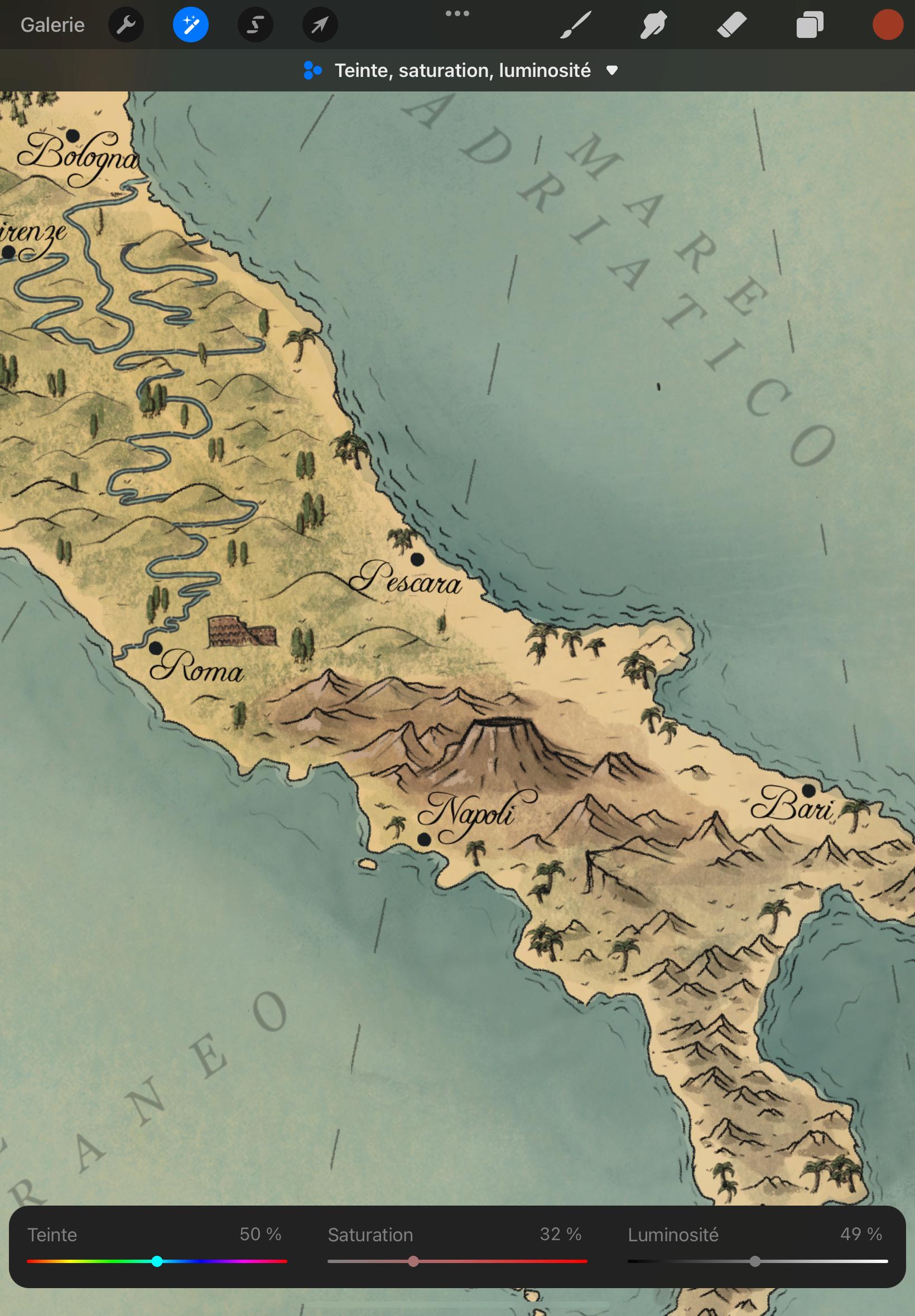 Fantasy Map of Italy – Original Hand-drawn Digital Illustration ...