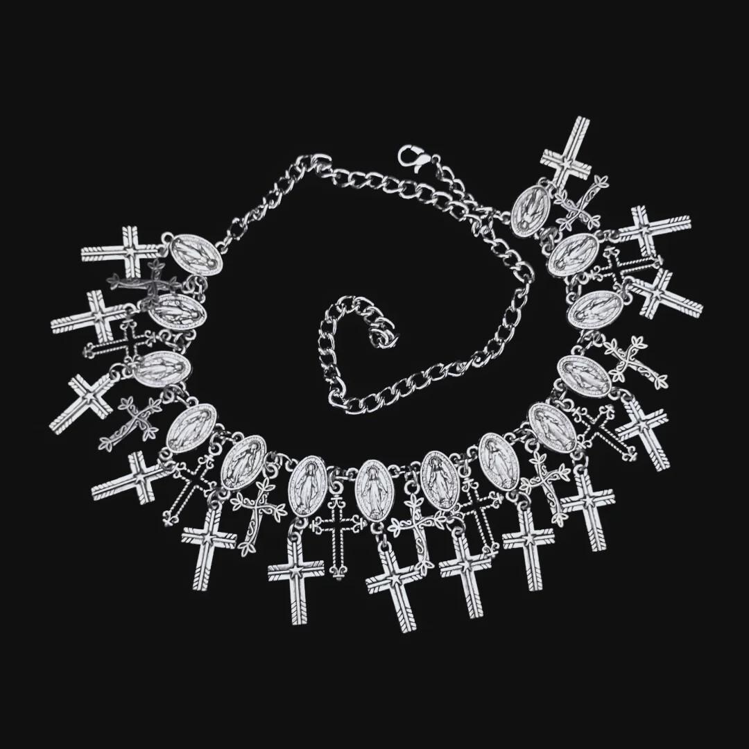 Silver Gothic Layered Choker With Layered Silver Crosses. - Etsy