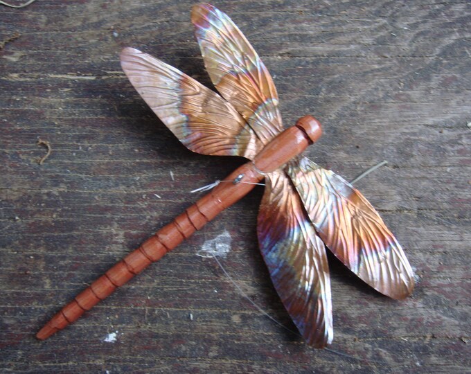 Carved Cedar -wood and Copper Dragonfly - Etsy