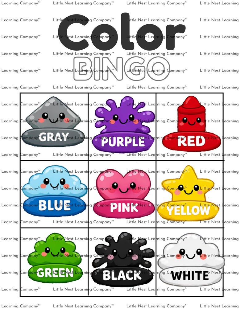 Toddler Color Bingo Printable Game Age 2-4 Learning Printable PDF ...