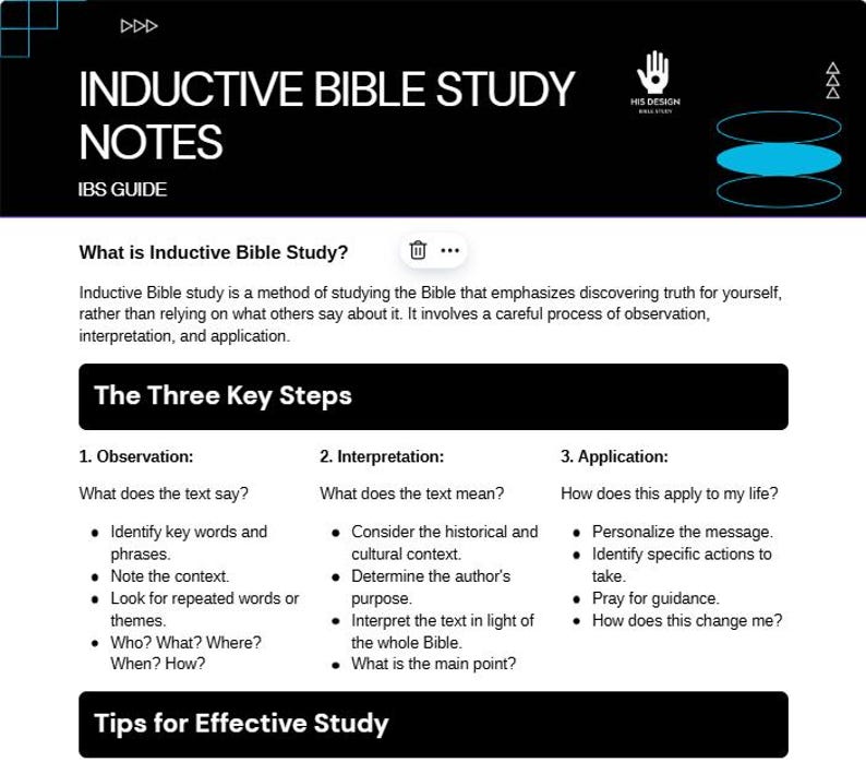 Inductive Bible Study Printable Template | Bible Study Guide| In-depth ...