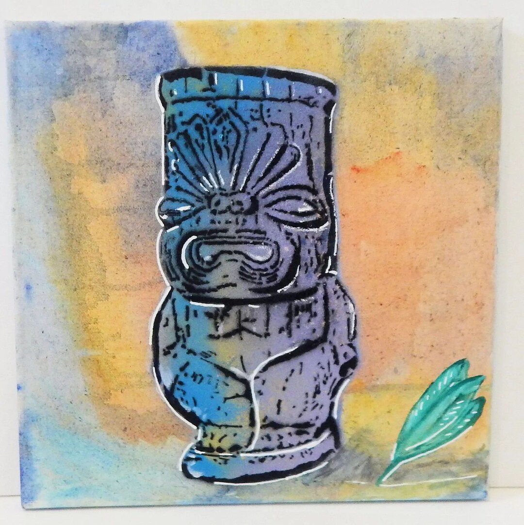 Tiki Cups "buddha" Original Graffiti Spray Paint Pop Art Ready to Hang ...