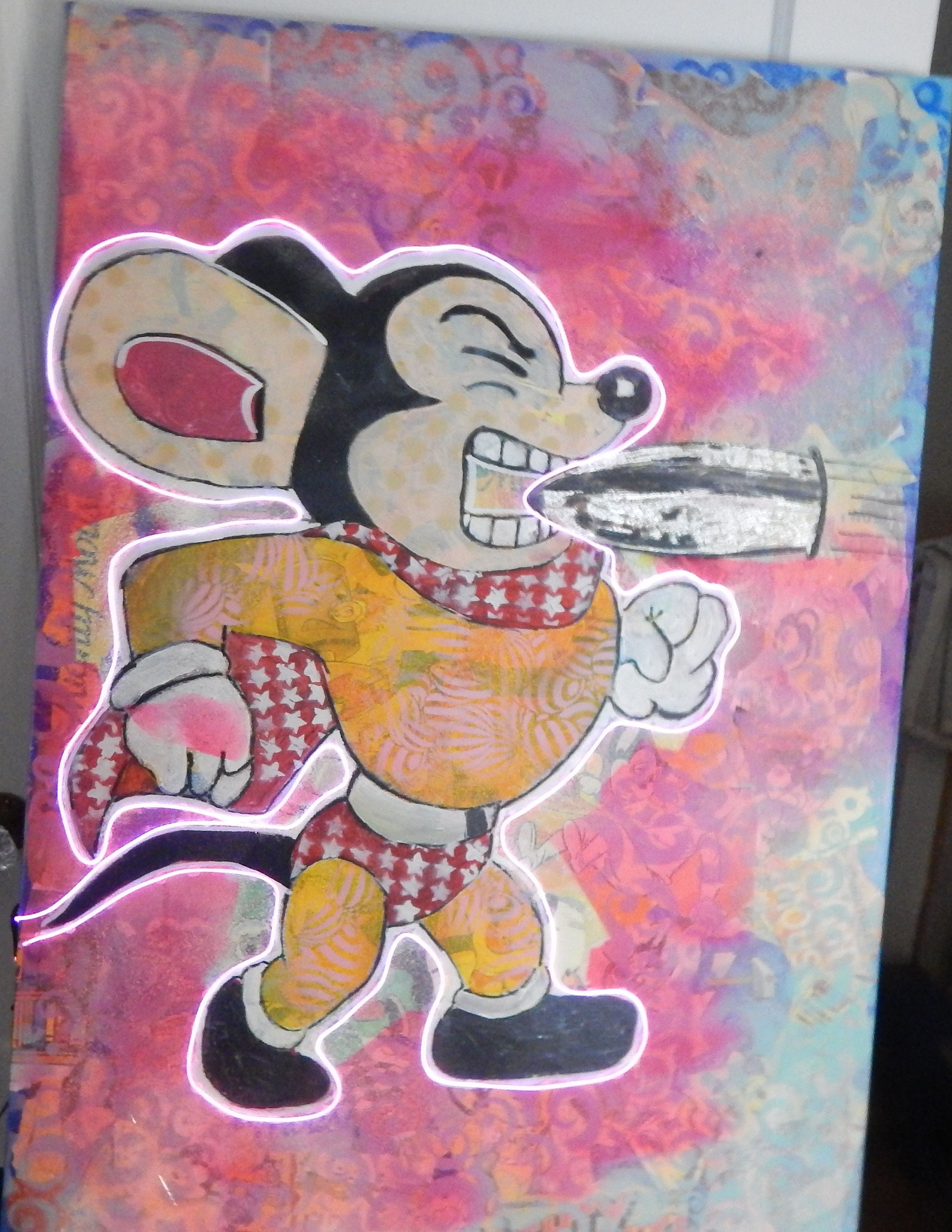 Mighty Mouse Pop Art, Graffiti Spray Paint, Acrylic and Neon Original ...
