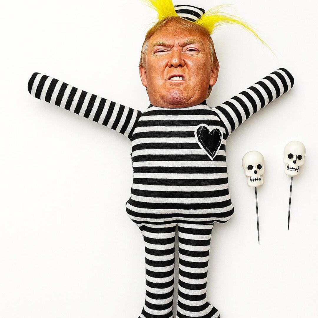 Donald Trump Prison Voodoo Doll: Hand-sculpted Skull Pins, Striped ...