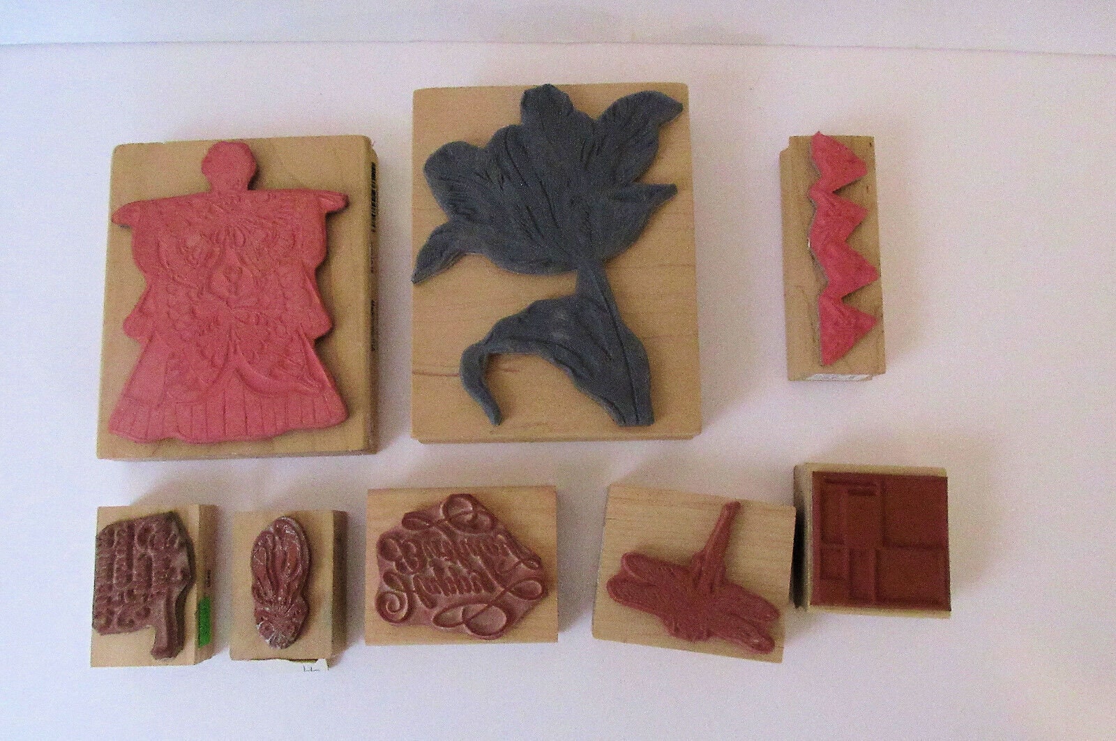 Set of 8 Large Rubber Stamp Blocks Scrapbooking Cardmaking - Etsy