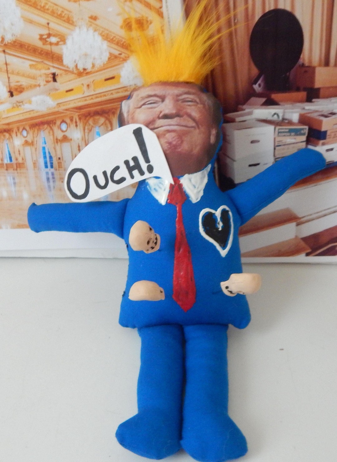 Trump, Authentic Handmade Voodoo Doll With 3 Hand Sculpted Skull Pins ...