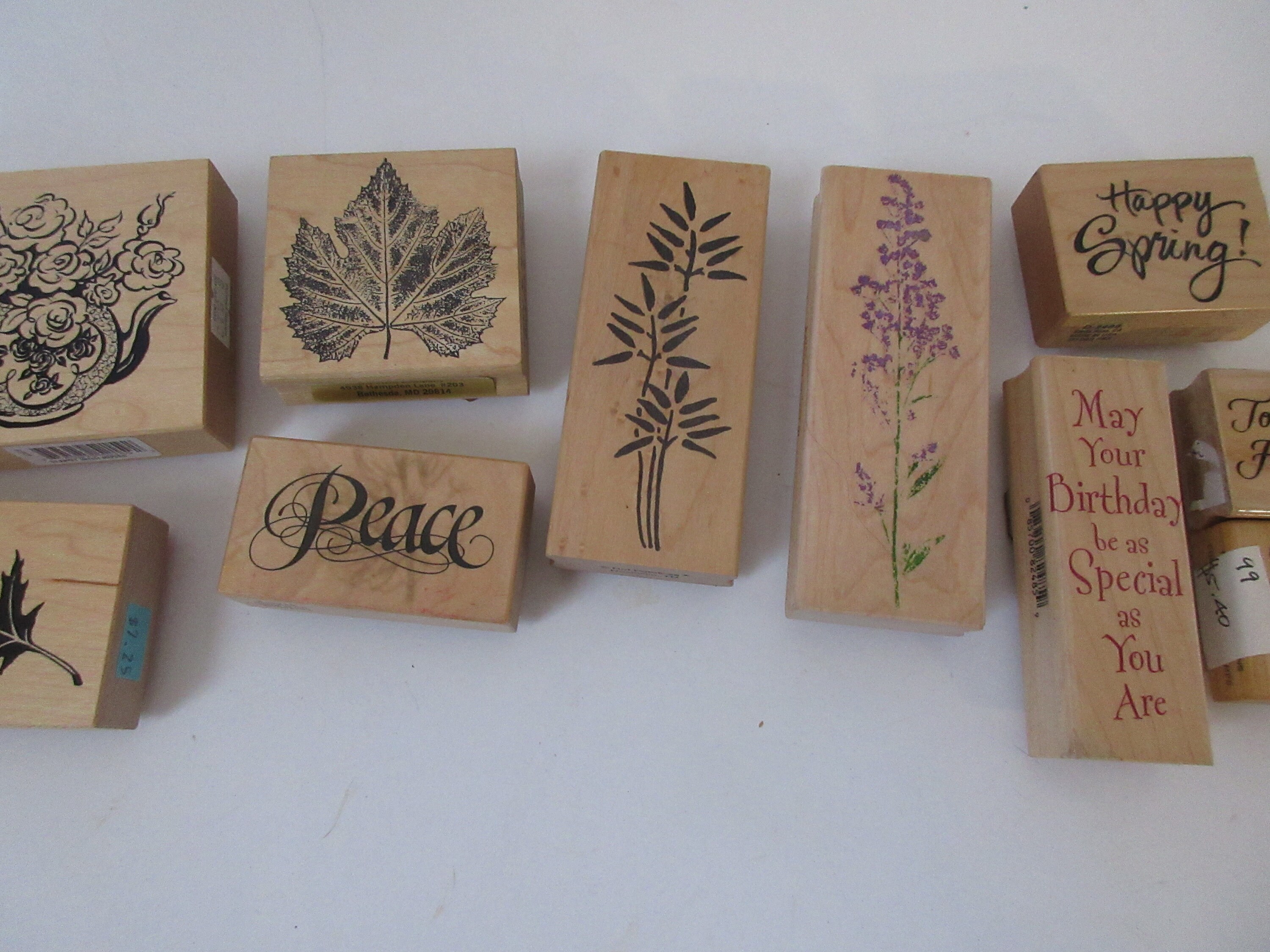 Set of 10 Large Rubber Stamp Blocks Scrapbooking Cardmaking Custom Wood ...