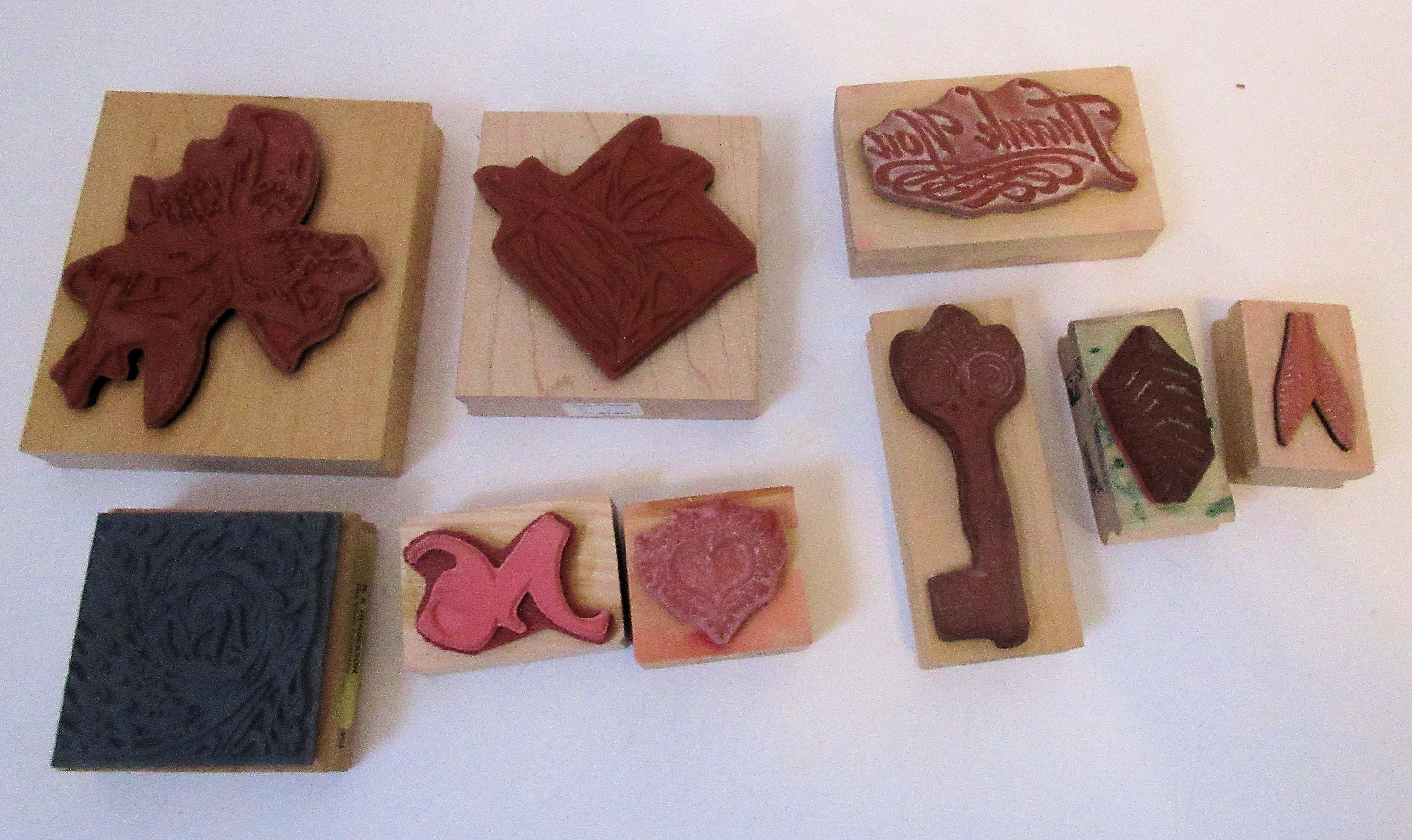 Set of 10 Large Rubber Stamp Blocks Scrapbooking Cardmaking Custom Wood ...
