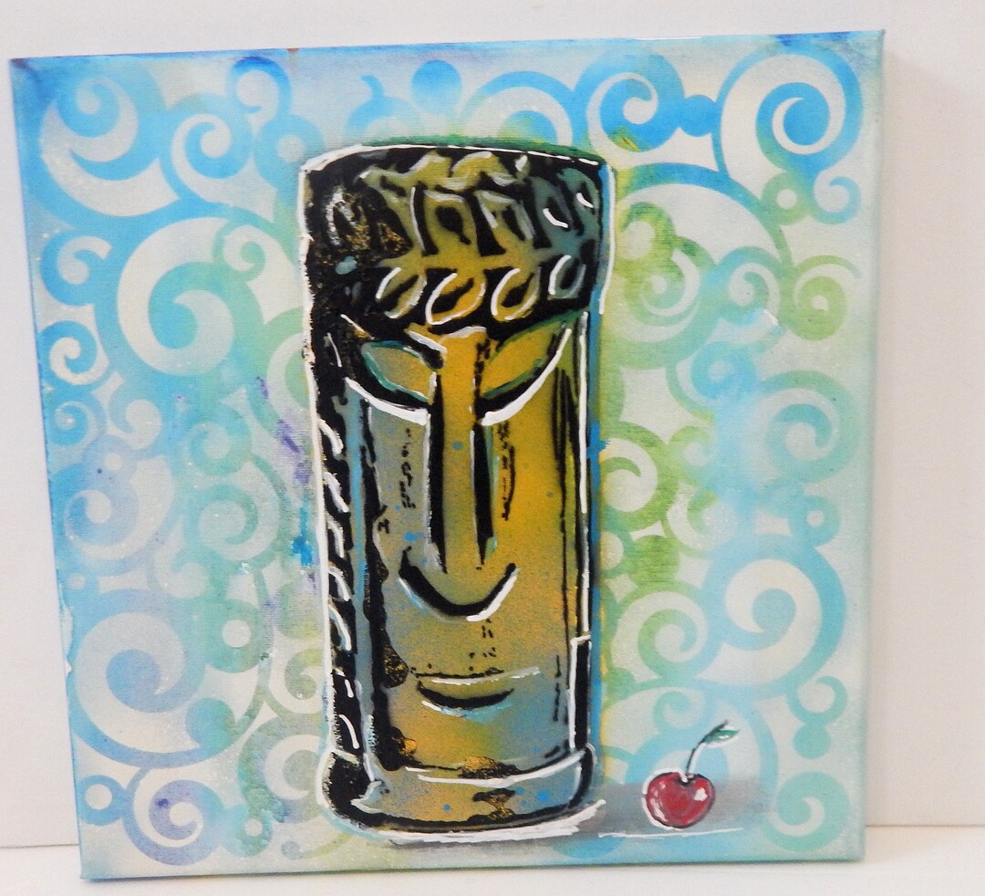 Retro 50's Tiki Bar Cherry Original Graffiti Spray Paint Pop Art Ready ...