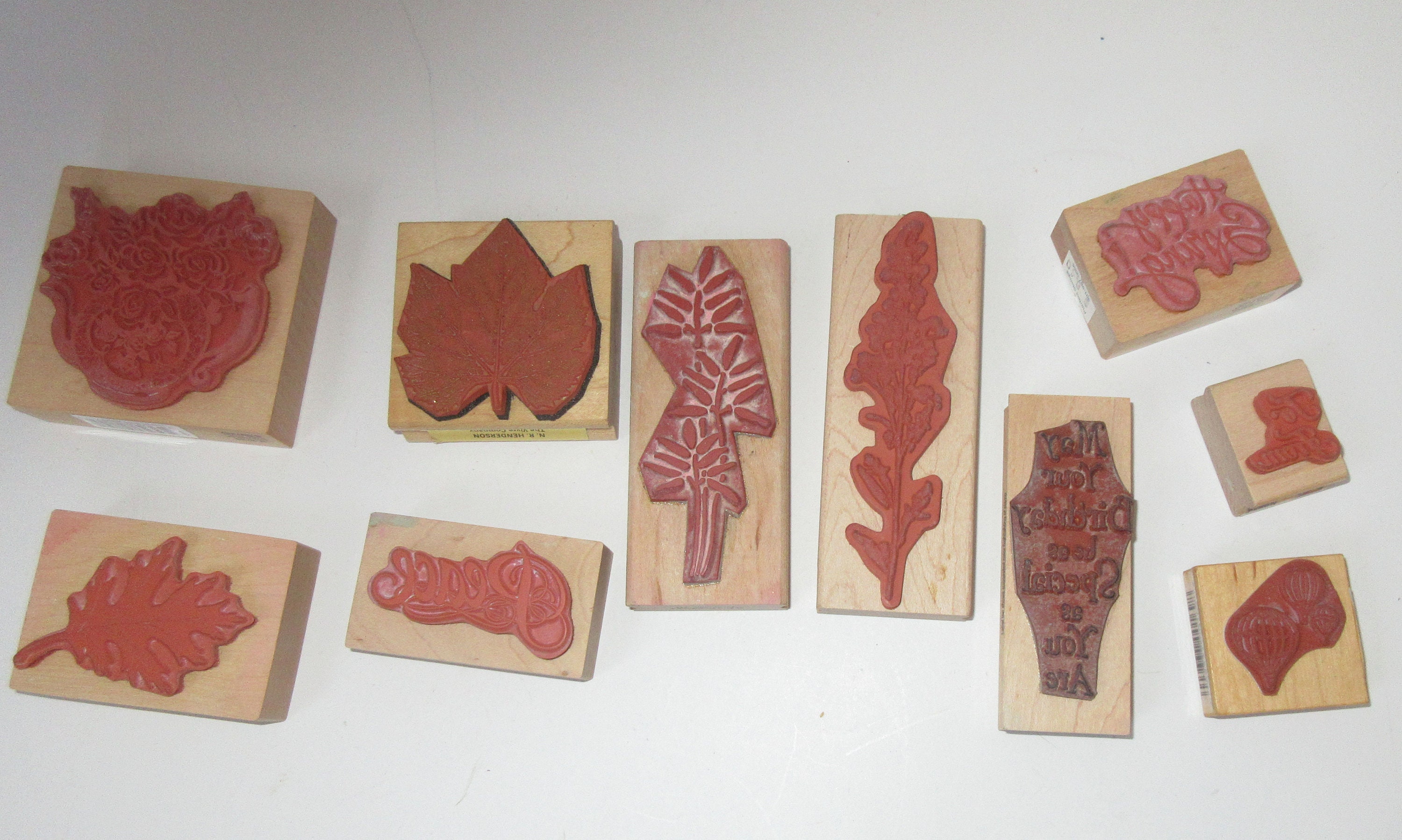 Set of 10 Large Rubber Stamp Blocks Scrapbooking Cardmaking Custom Wood ...