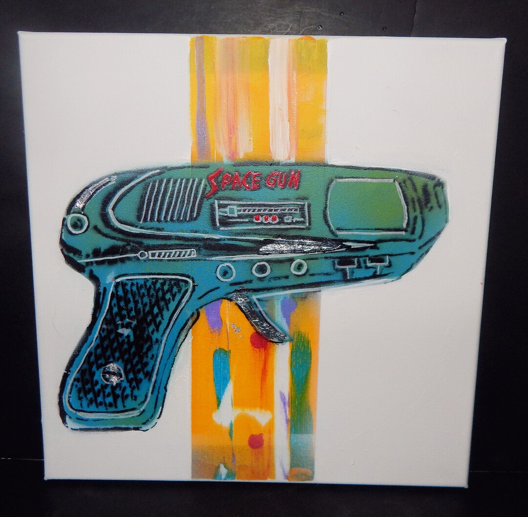 Original Pop Graffiti Spray Paint and Acrylic Paint Retro 50s Space Gun ...