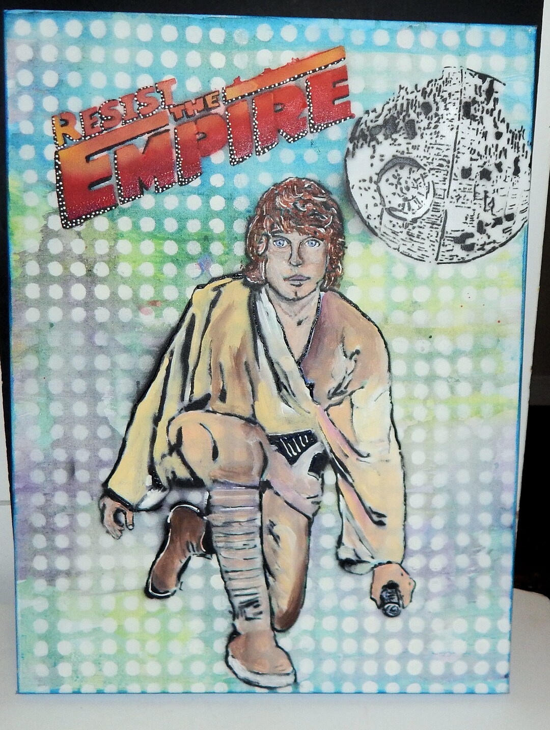 Luke Skywalker Resist the Empire Acrylic and Spray Paint Original Art ...
