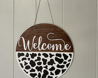 Cow Print Welcome Sign - Etsy