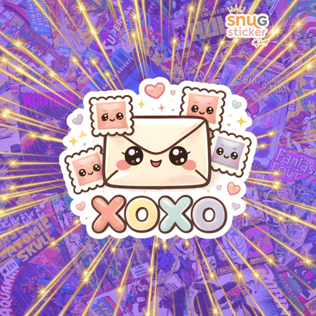 XOXO Kawaii Love Letter Envelope Sticker, Cute Valentine Pastel Hearts ...