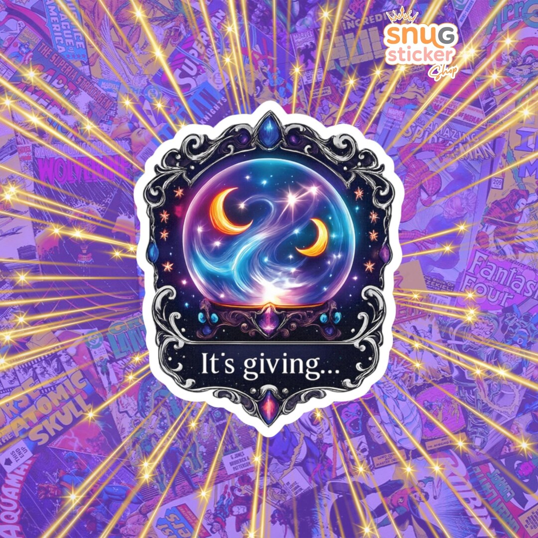 Mystical Crystal Ball It's Giving Sticker | Kiss-cut Vinyl - Etsy
